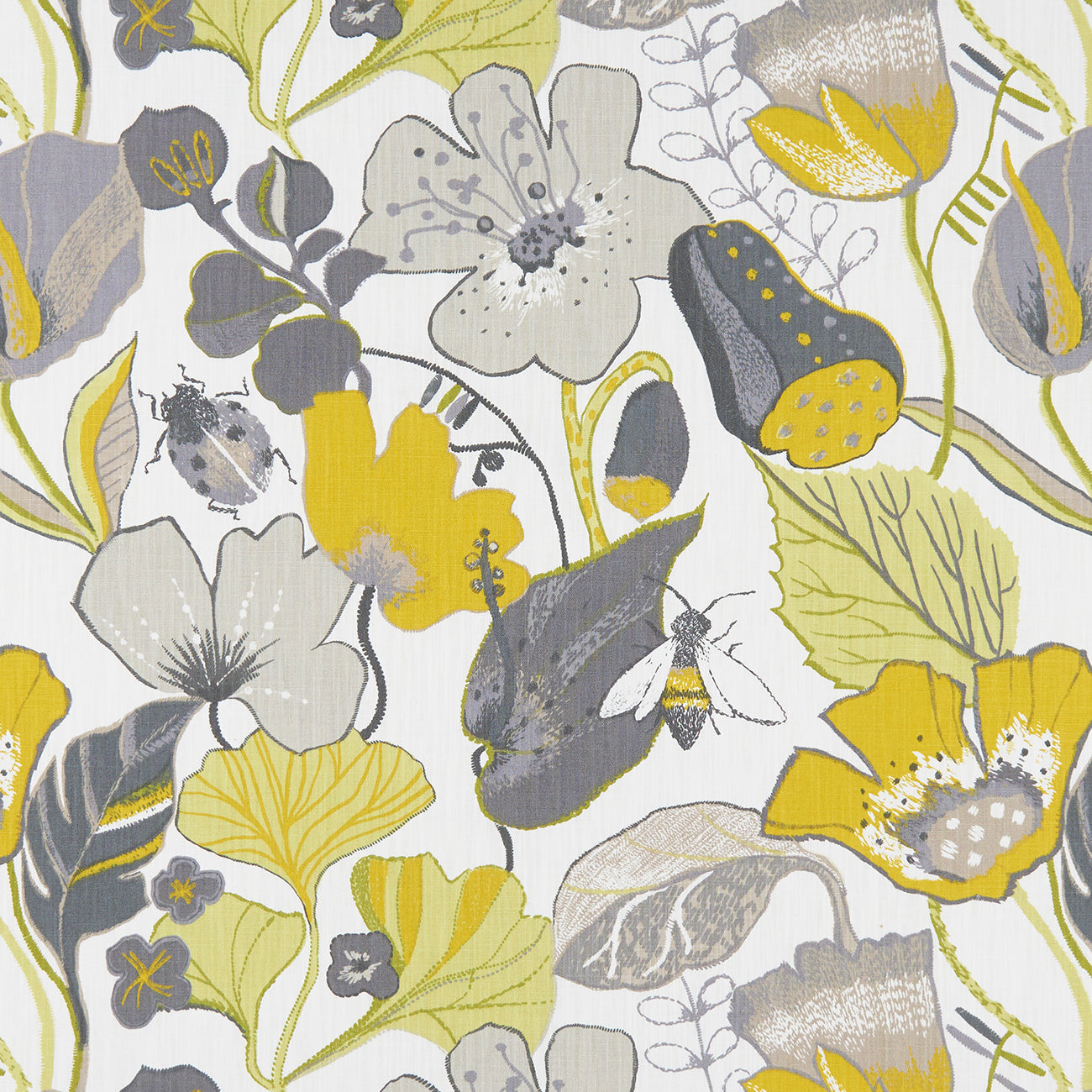 Clarke and Clarke Lotus Chartreuse/Charcoal – The Curtain Factory Outlet